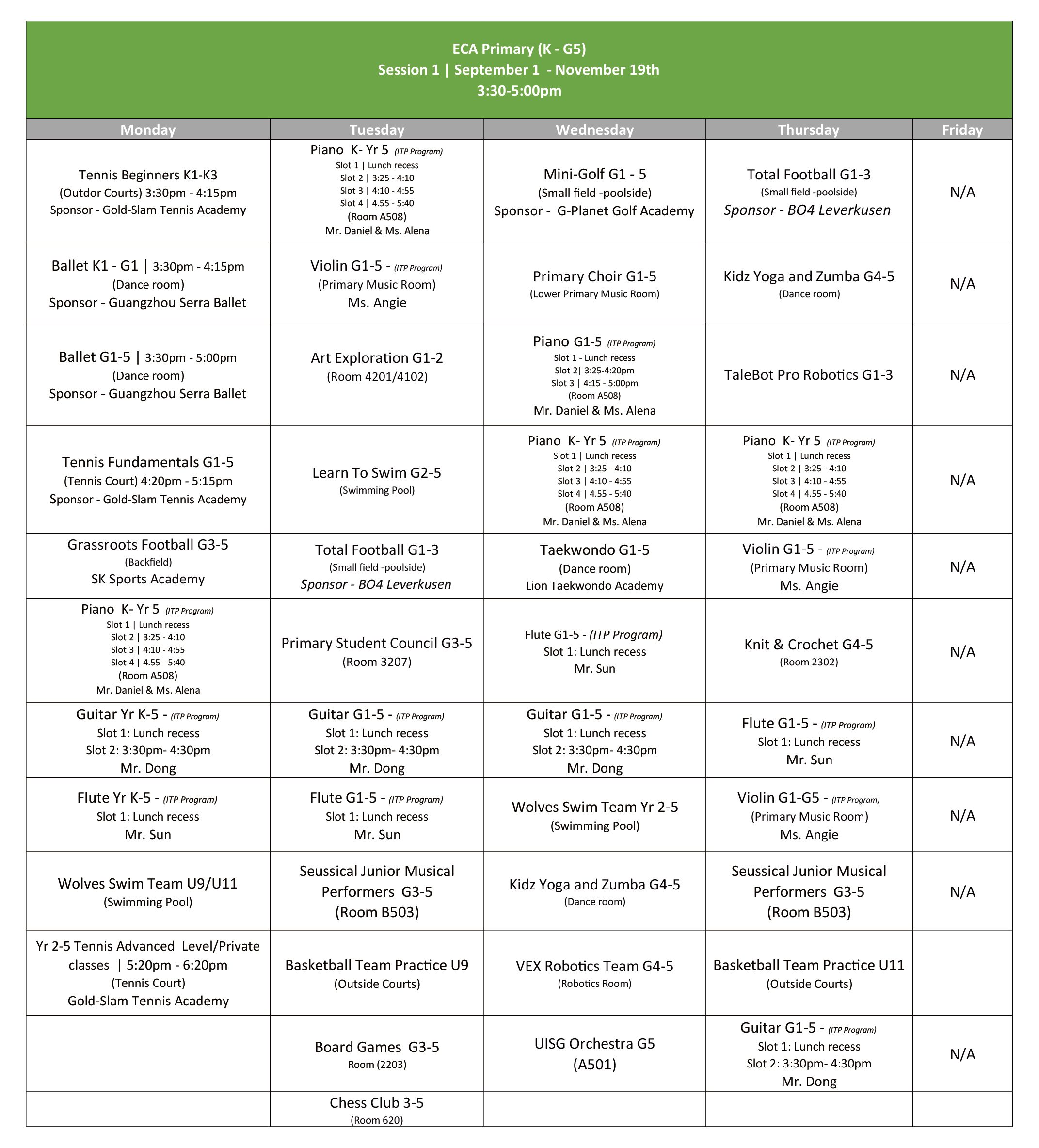 Extra Curricular Activities Internal – Utahloy International School Guangzhou